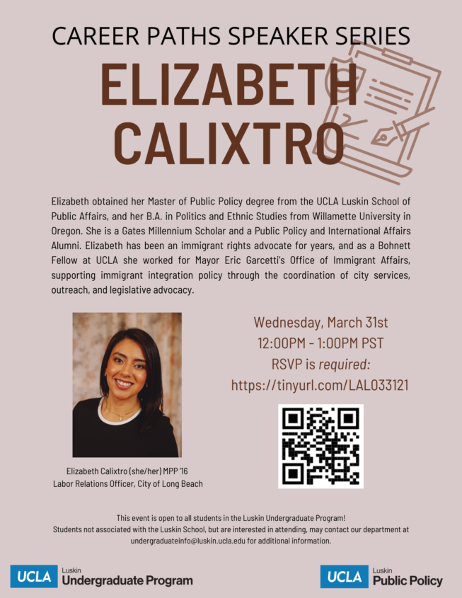 Career Paths Speaker Series: Elizabeth Calixtro
